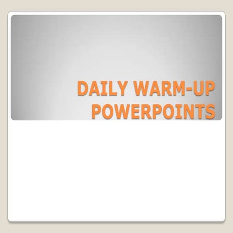 Daily warm up summer enrichment | PPT