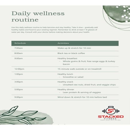 Daily Wellness Routine Schedule | PDF