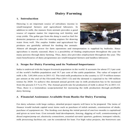 Project report / Pre-feasibility report on dairy farming | PDF
