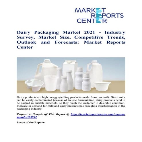 Dairy Packaging Market 2021 - Industry Survey, Market Size, Competitive ...