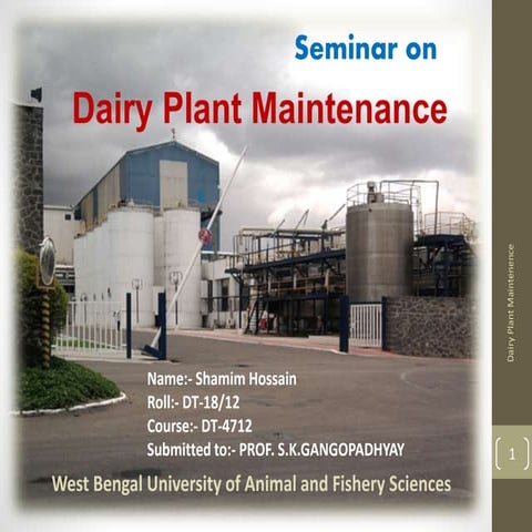 Dairy palnt maintenence | PPTX