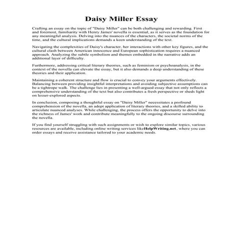 Daisy Miller Essay | PDF