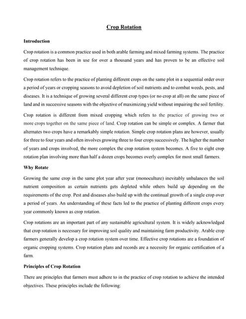 Crop rotation and its principle | PDF | Agriculture | Industries