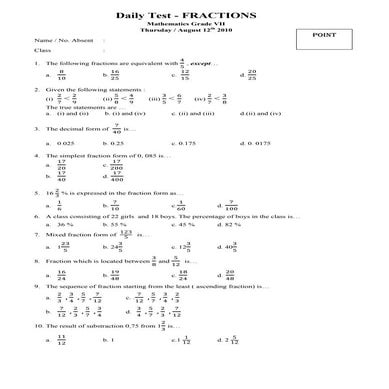 Daiy test fractions new2 | DOCX