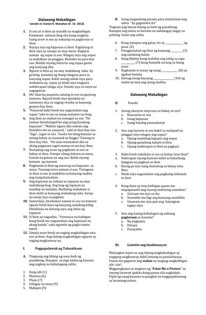 Tos filipino unang markahan grade 8 | DOCX