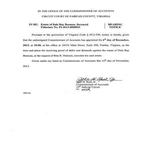 Dale Ray Beeman Hearing Notice | PDF