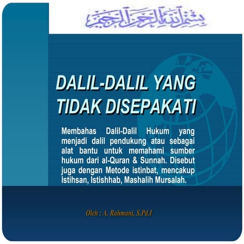 Dalil dalil yang tidak disepakati | PPT
