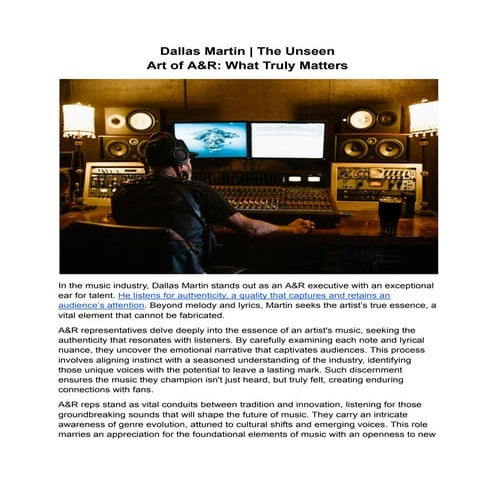 The Unseen Art of A&R: What Truly Matters | PDF