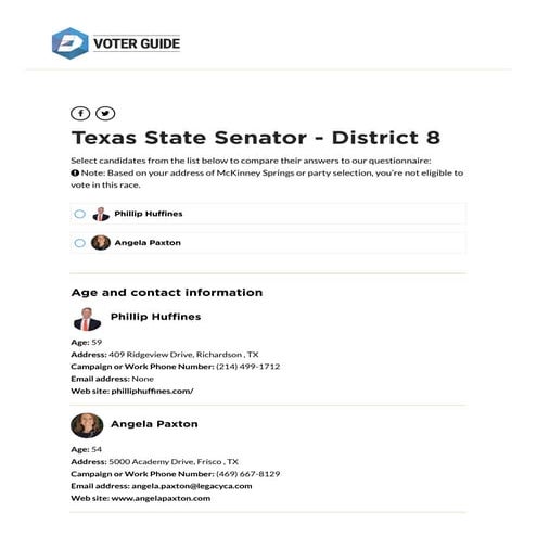 Dallas morning news voter guide texas state senator district 8 ...