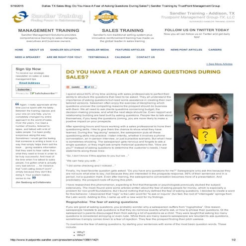DO YOU HAVE A FEAR OF ASKING QUESTIONS DURING SALES? | PDF