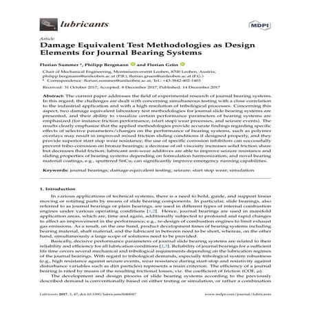 Damage equivalent test methodologies journal bearings | PDF | Geology ...