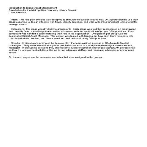 Dam class exercise | DOCX