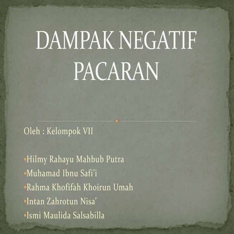DAMPAK NEGATIF PACARAN DAMPAK NEGATIF PACARAN | PPTX