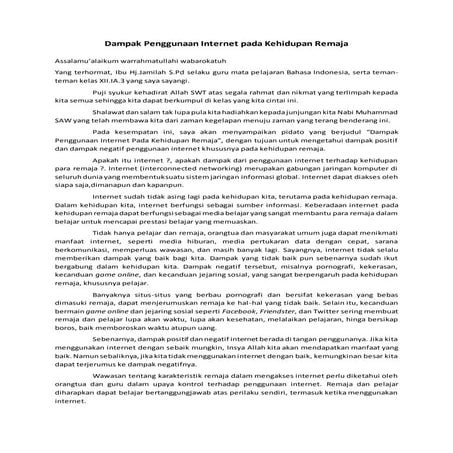 Dampak penggunaan internet pada kehidupan remaja | DOCX