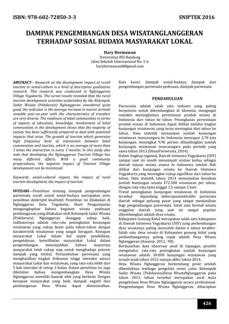 Dampak sosial pada pariwisata | PDF