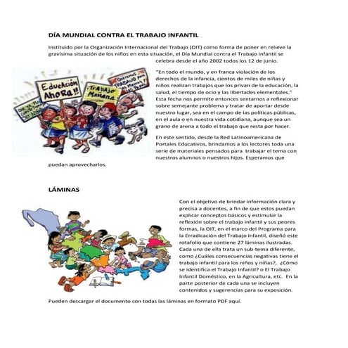 Día mundial contra el trabajo infantil | DOCX
