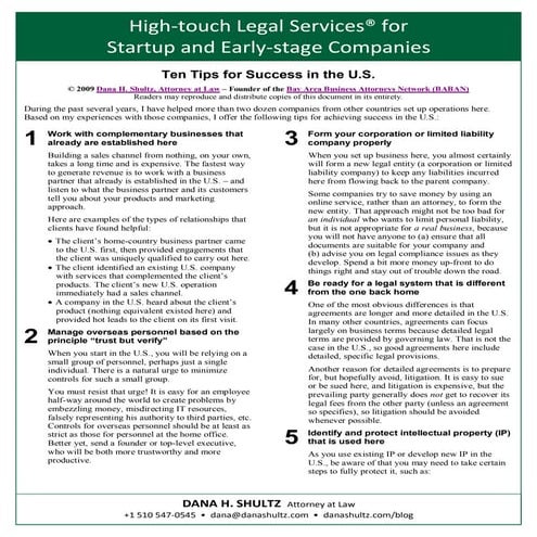 Dana Shultz - Ten Tips For Success | PDF