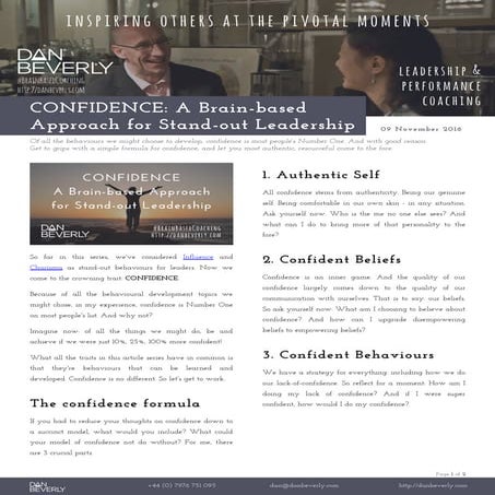 CONFIDENCE: A Brain-based Approach for Stand-out Leadership | PDF
