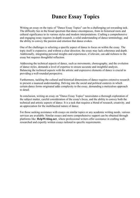 Dance Critique Essay. Baptist University of the Américas | PDF | Dance ...