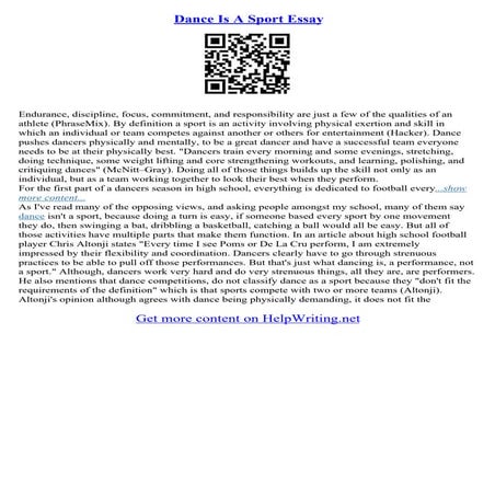 Dance Is A Sport Essay | PDF