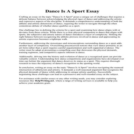 Dance Is A Sport Essay | PDF