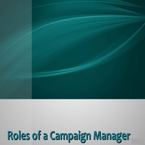 Roles of a campaign manager | PPT