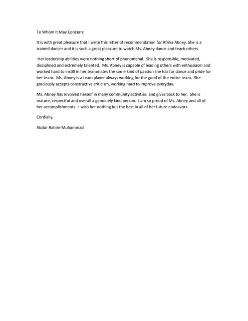 Alyssa's recommendation letter | PDF