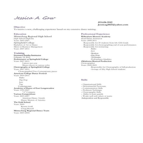 Dance Resume2 | PDF