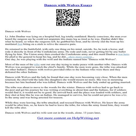 Dances With Wolves Essay | PDF | Western | Genres