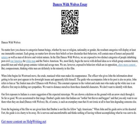 Dances With Wolves Essay | PDF