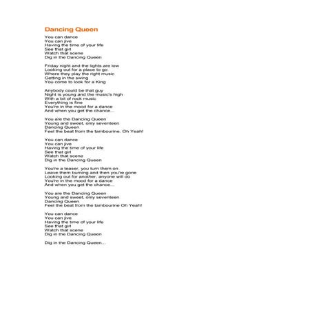 Dancing queen | DOCX | Music | Entertainment