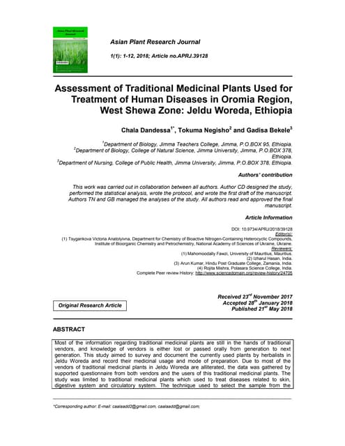 Survey on ethno veterinary medicinal plants in selected woredas of east wollega zone, western ...