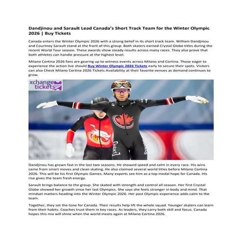 Dandjinou and Sarault Lead Canada’s Short Track Team for the Winter ...