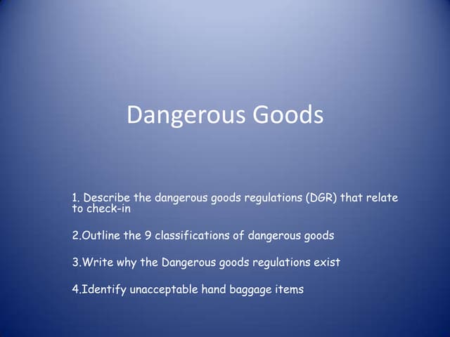 Dangerous Goods Presentation | PPTX
