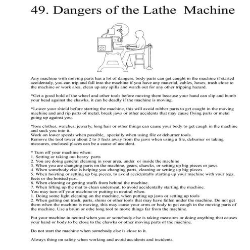 Dangers of the lathe machine | PDF | Home Appliances | Home & Garden