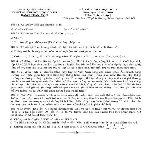 Đề Thi HK2 Toán 9 - THCS Đặng Trần Côn | DOCX