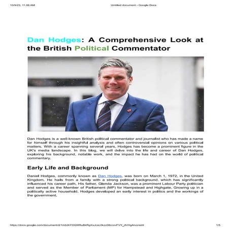 Dan Hodges-A Comprehensive Look at the British Political Commentator | PDF