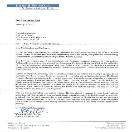 Dania Fernandez Cease and Desist Letter 2 2012 | PDF