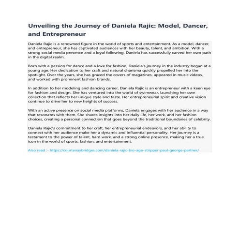 Daniela Rajic Bio Wiki Age Net Worth Family Facts Daniela Rajic Wiki ...