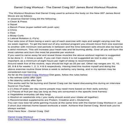 Daniel Craig Workout Program | PDF | Fitness and Exercise | Healthy Living