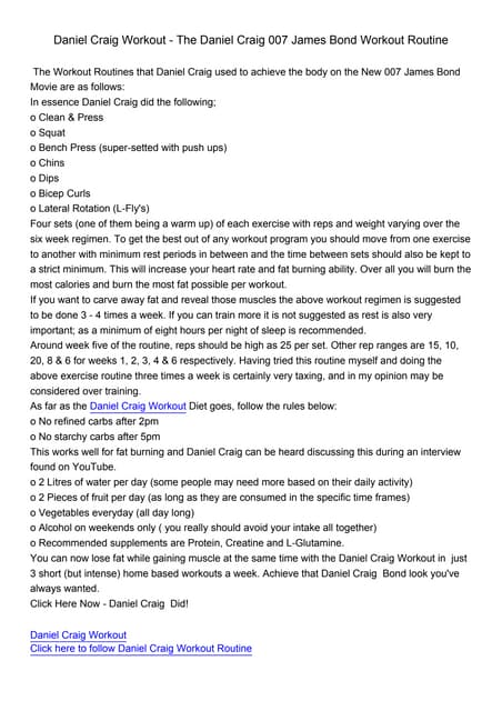 Daniel Craig Workout | PDF