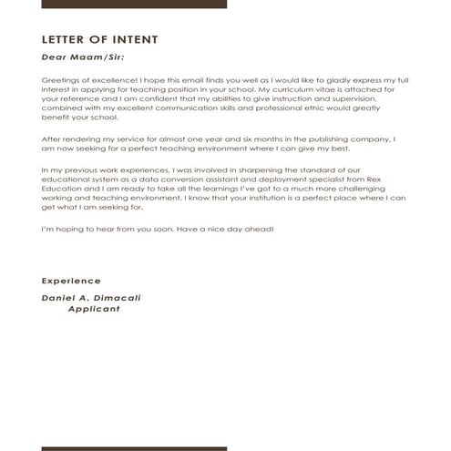 Hakimbawa ng letter of Intent at mga format docx | DOCX