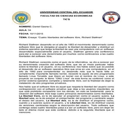 Ensayo de richard stallman jhomy | DOCX