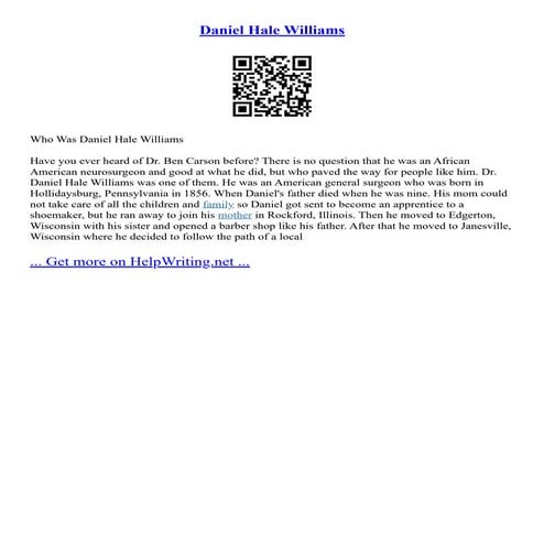 Daniel Hale Williams | PDF