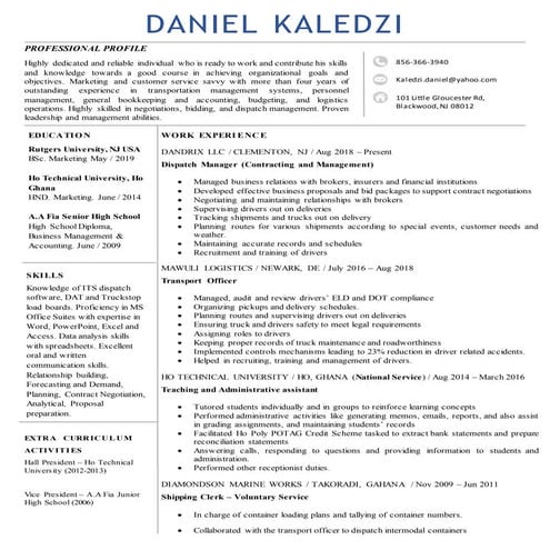 Daniel kaledzi (Resume) | DOCX