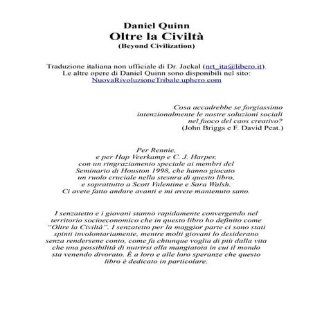 Daniel Quinn - Oltre la civiltà (Beyond Civilization) (libro in ...