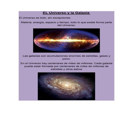 universo y galaxia | DOCX | Space and Astronomy | Science