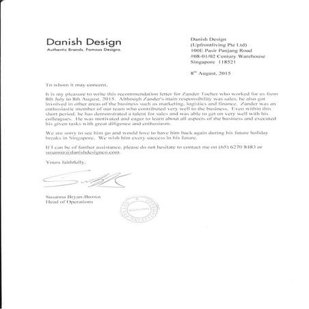Danish design recommendation letter | PDF