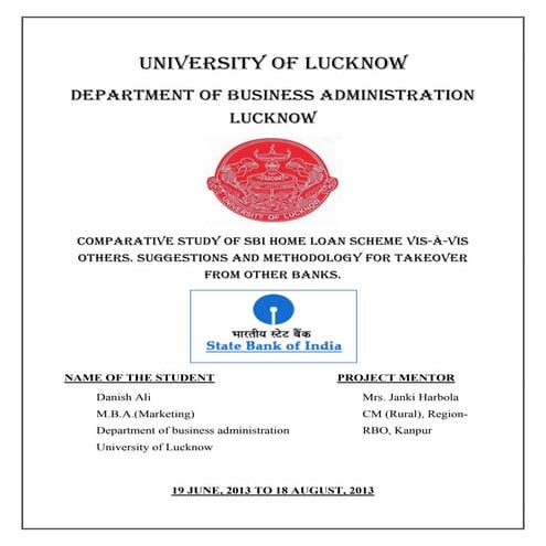 state bank of india.(COMPARATIVE STUDY OF SBI HOME LOAN SCHEME VIS-À ...
