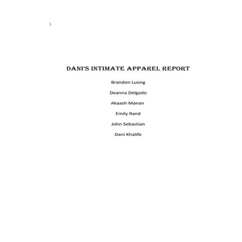 Dani's Intimate Apparel Report | PDF